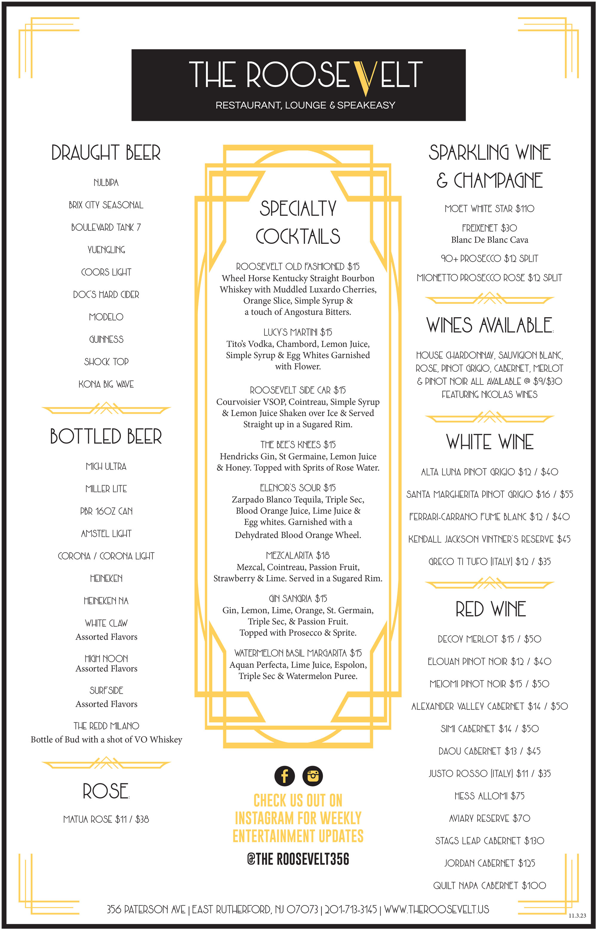 Menu – The Roosevelt