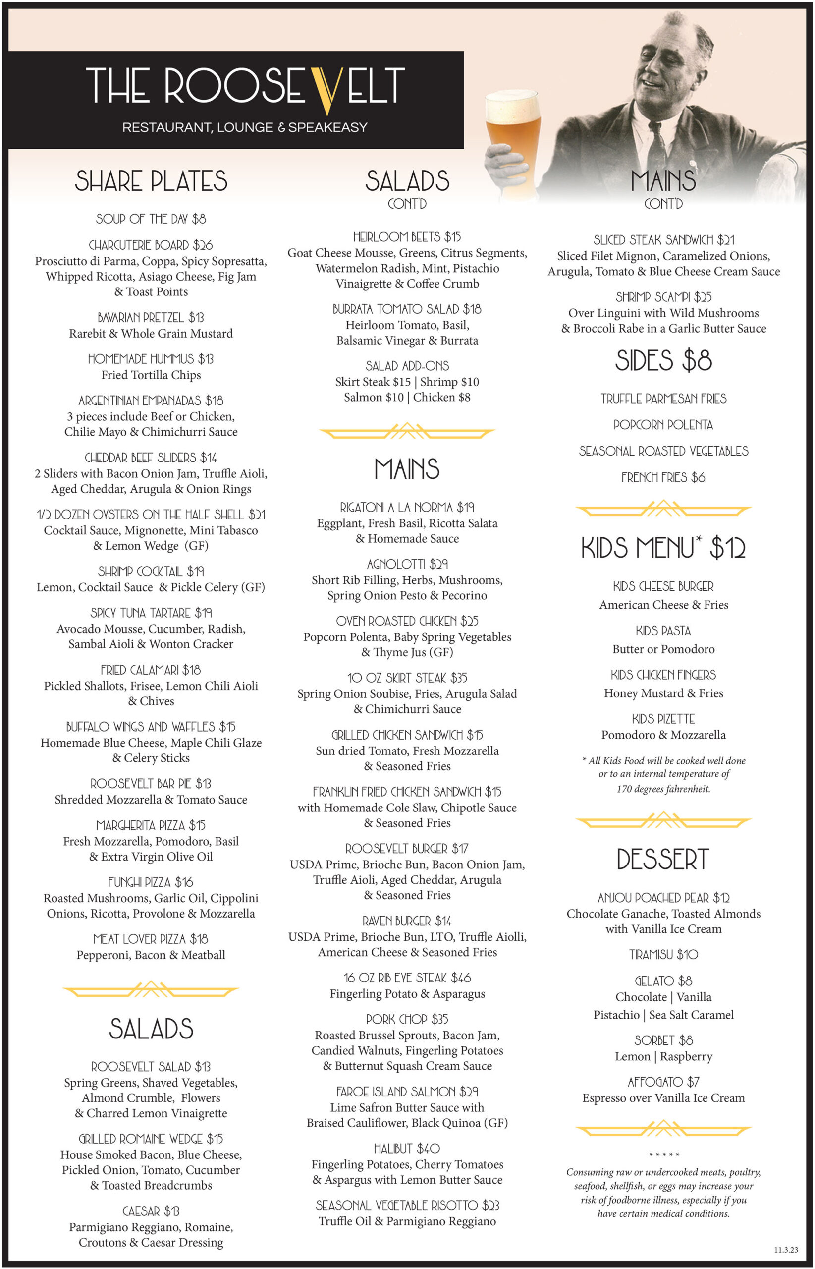 Menu – The Roosevelt